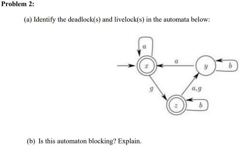 Solved (a) Identify the deadlock(s) and livelock(s) in the | Chegg.com