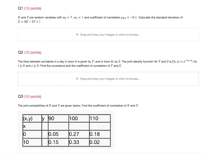 Solved Q1 (10 points) X and Y are random variables with ox = | Chegg.com