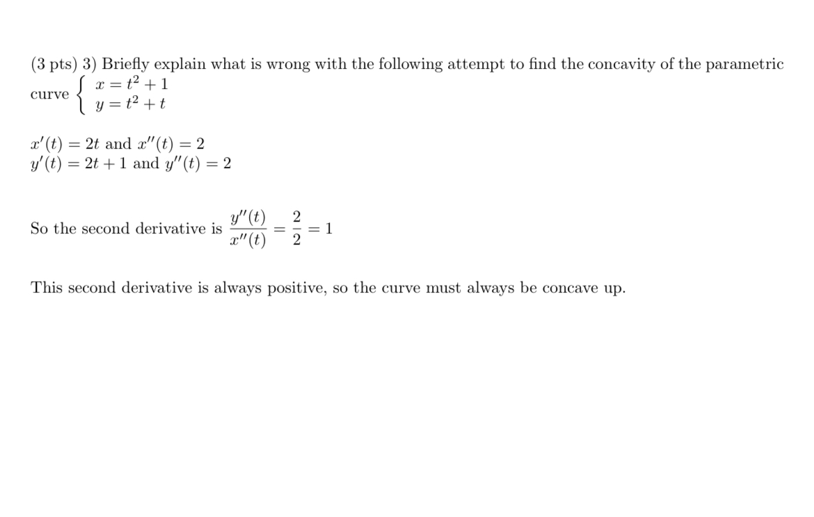 Solved (3 ﻿pts) 3) ﻿Briefly explain what is wrong with the | Chegg.com