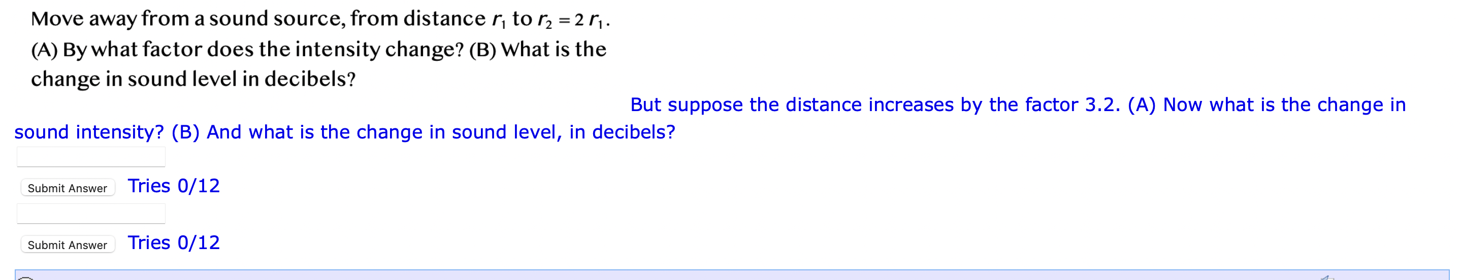 Solved Move away from a sound source, from distance r1 to | Chegg.com