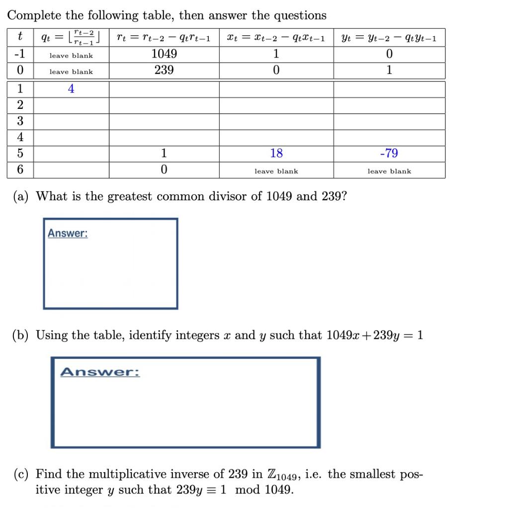 Solved Complete the following table, then answer the | Chegg.com
