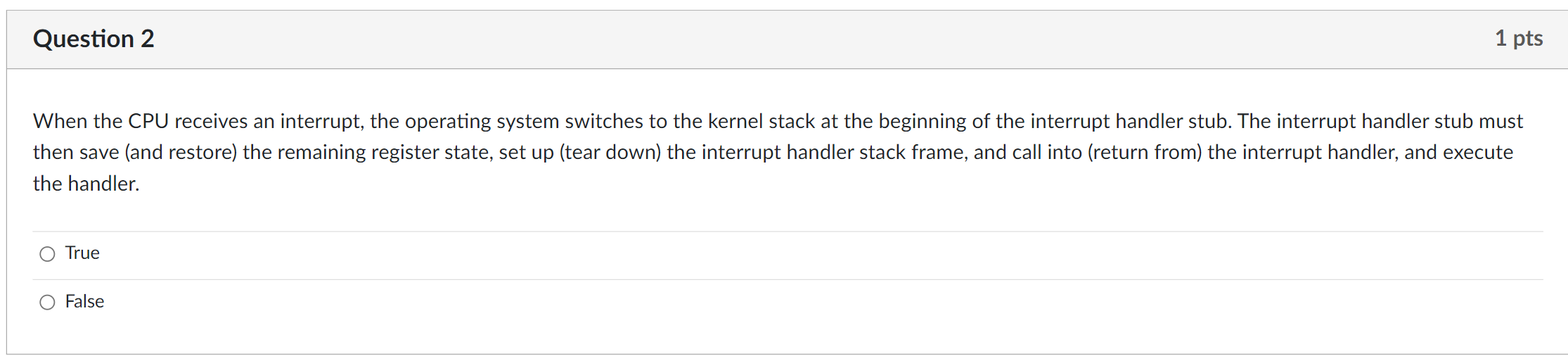 Solved When the CPU receives an interrupt, the operating | Chegg.com