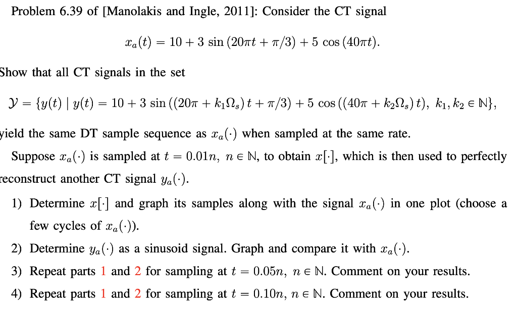 Solved Problem 6 39 Of [manolakis And Ingle 2011] Consider