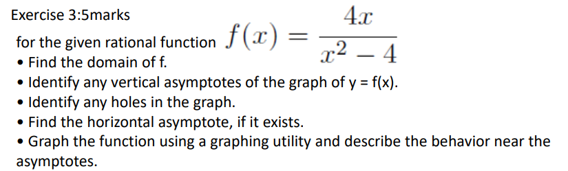 Solved Exercise 3:5 marks for the given rational function | Chegg.com