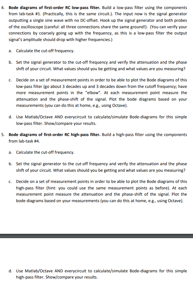 4. Bode diagrams of first-order RC low-pass filter. | Chegg.com