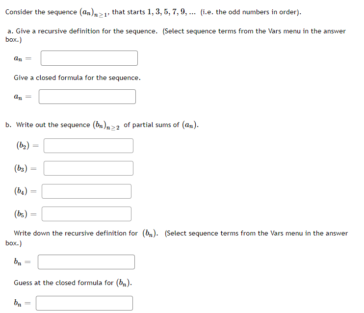 Solved Find the closed formula for each of the following | Chegg.com