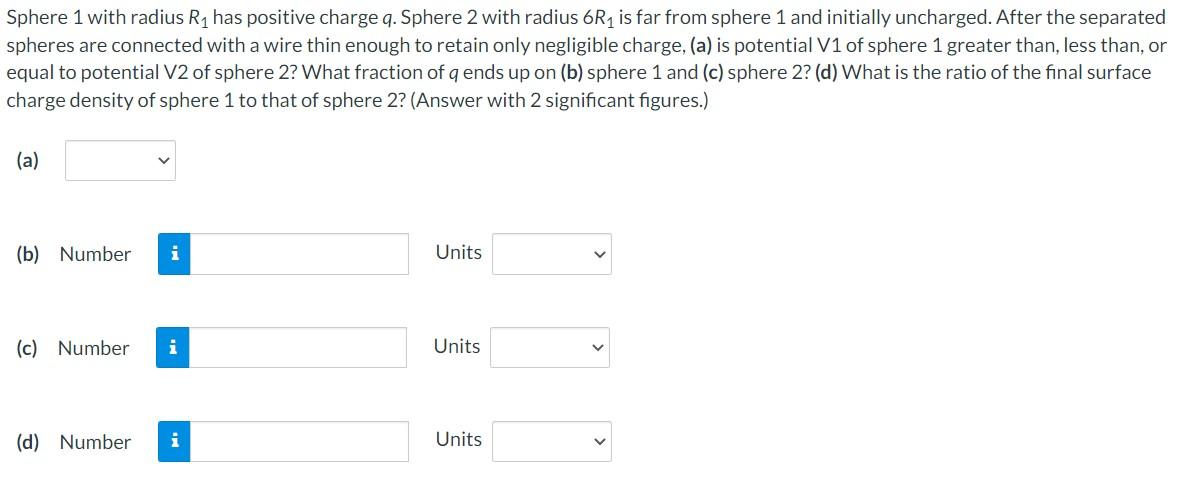 Solved Sphere 1 with radius R1 has positive charge q. Sphere | Chegg.com