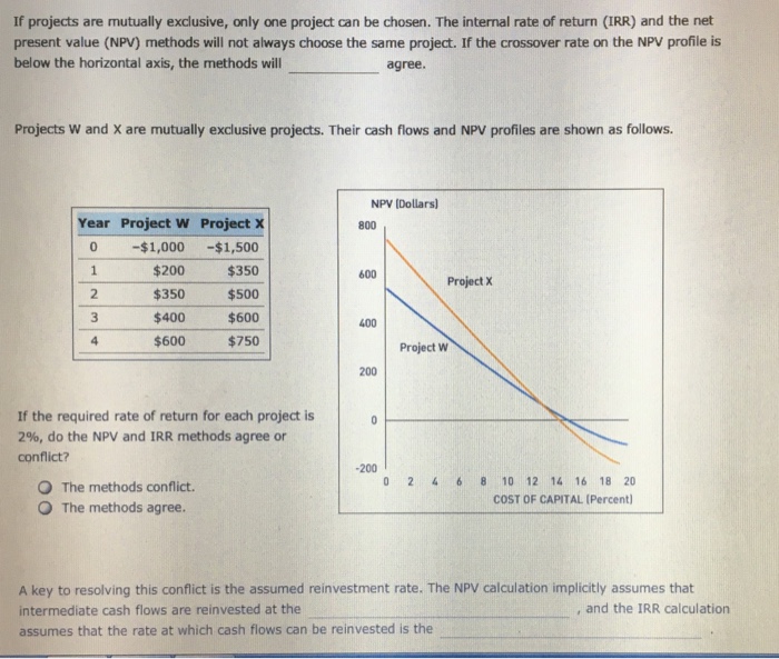 Solved If projects are mutually exclusive, only one project | Chegg.com