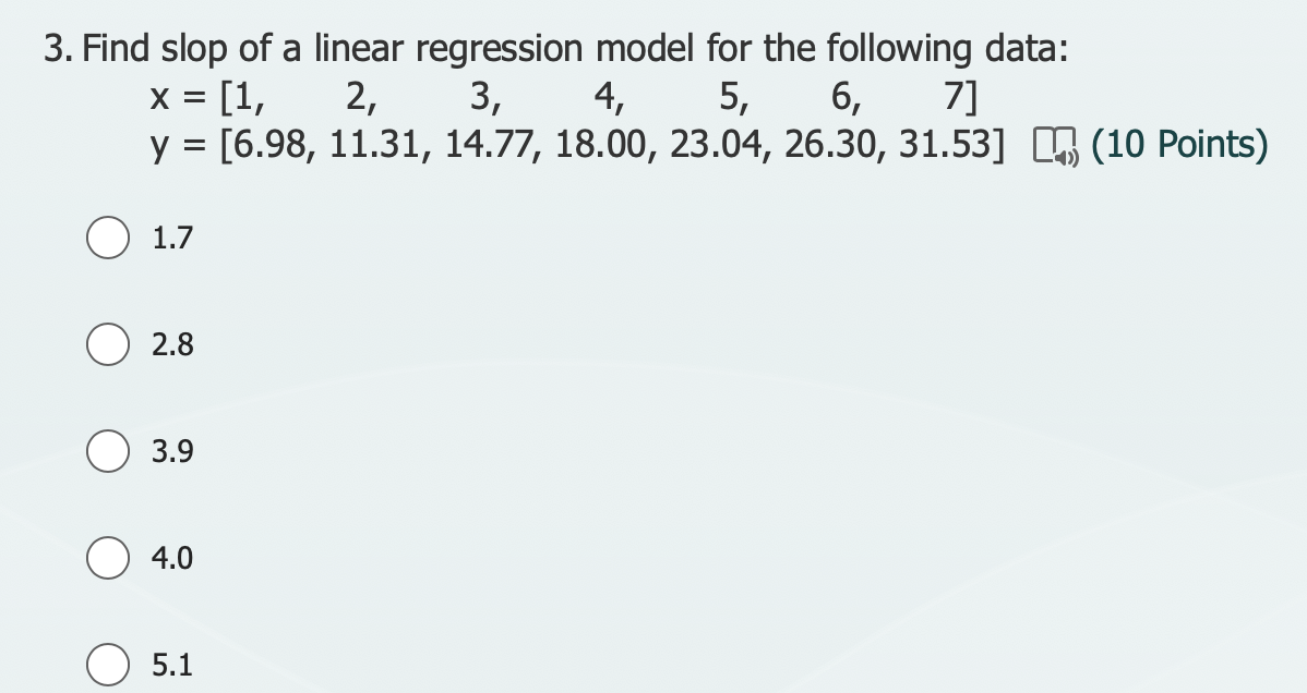 Solved 3. Find slop of a linear regression model for the | Chegg.com