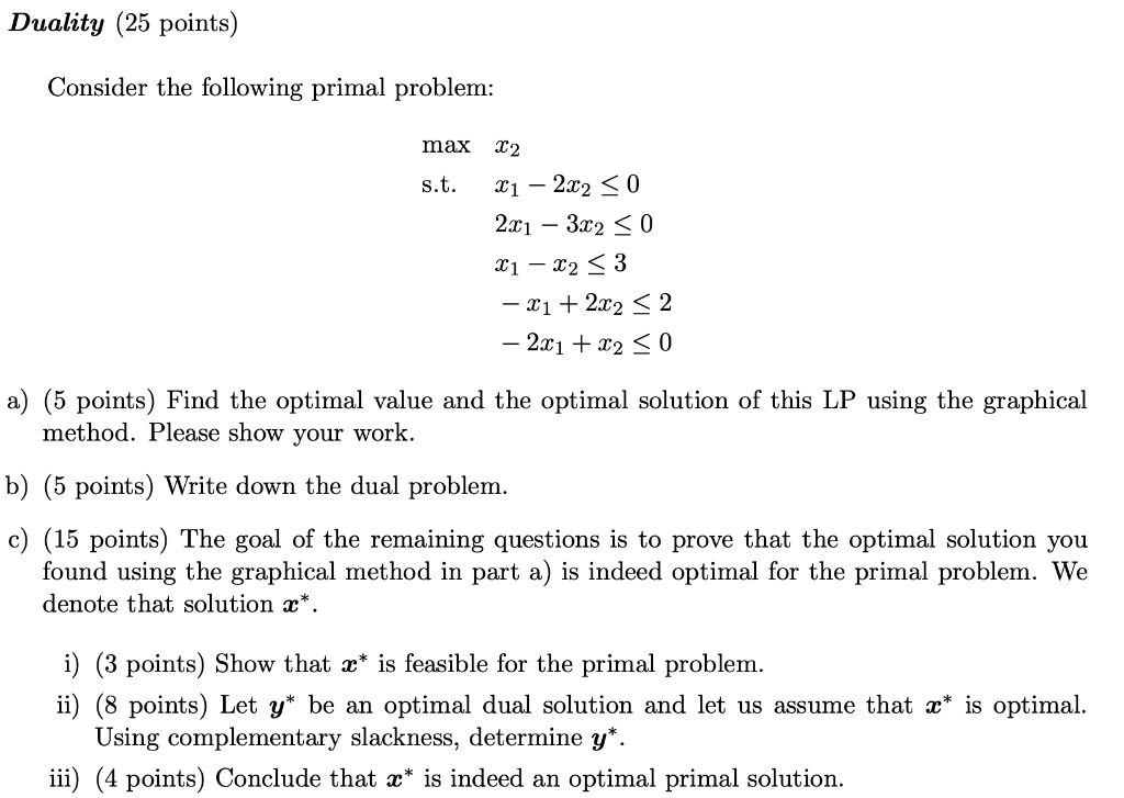 Solved Consider the following primal problem: max s.t. | Chegg.com