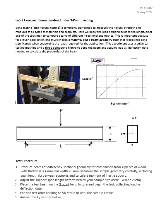 Solved MECH207 Spring 2022 Lab 7 Exercise: Beam Bending | Chegg.com