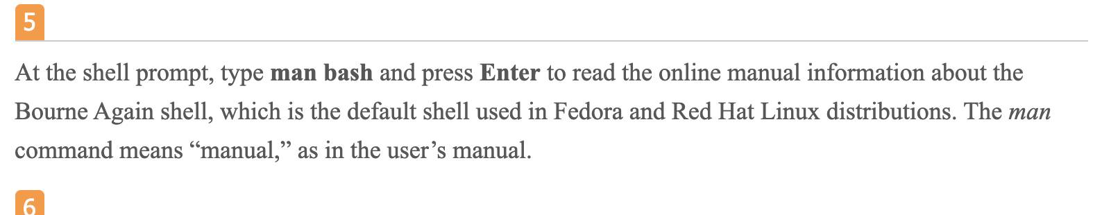 Solved 5 At the shell prompt, type man bash and press Enter | Chegg.com