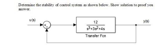 Solved Determine the stability of control system as shown | Chegg.com