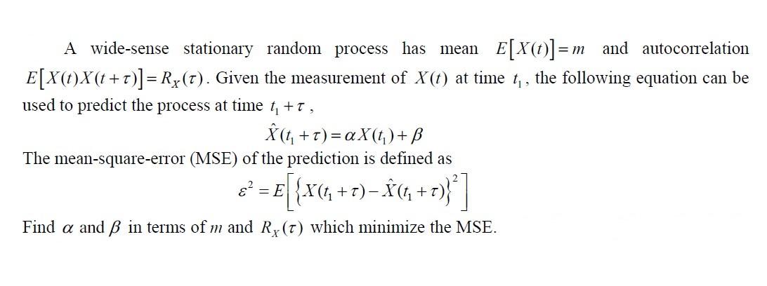 Solved + A wide-sense stationary random process has mean | Chegg.com