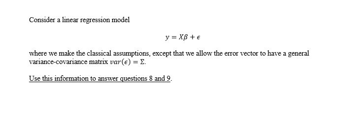 Solved Consider a linear regression model y = XB + where we | Chegg.com