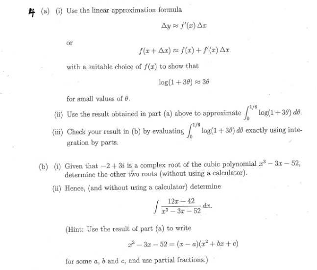Solved (a) (i) Use the linear approximation formula | Chegg.com