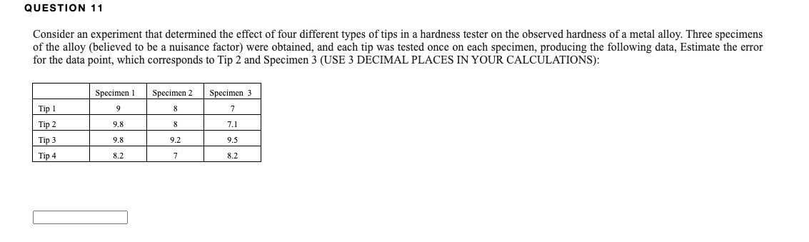 Solved QUESTION 11 Consider an experiment that determined | Chegg.com