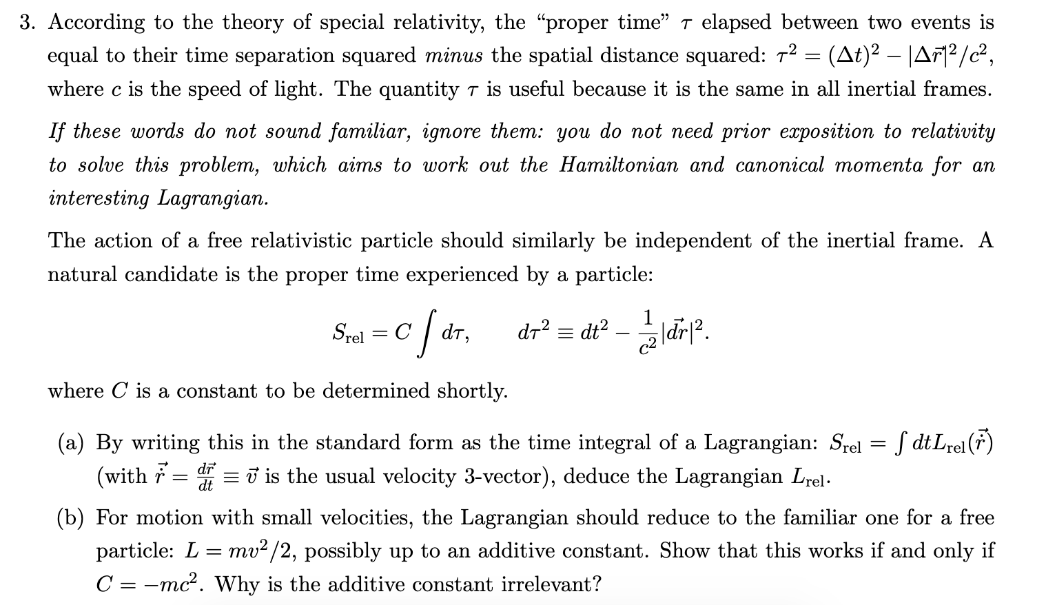 Solved 3. According to the theory of special relativity, the | Chegg.com