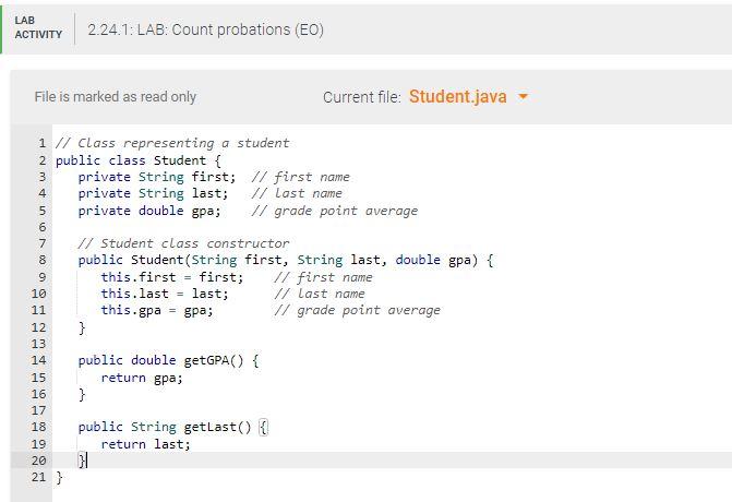 Solved 2.24 LAB: Count probations (EO) Students are put on | Chegg.com