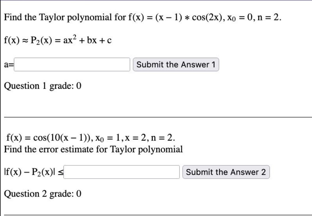 Solved Find the Taylor polynomial for | Chegg.com
