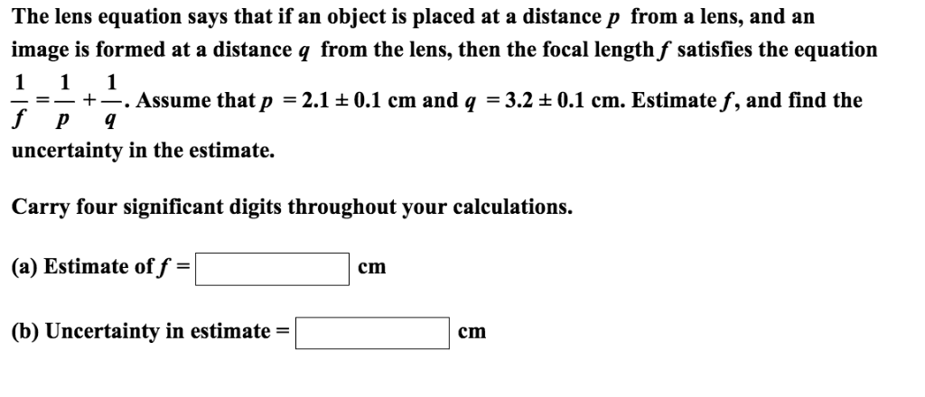 Solved The lens equation says that if an object is placed at | Chegg.com