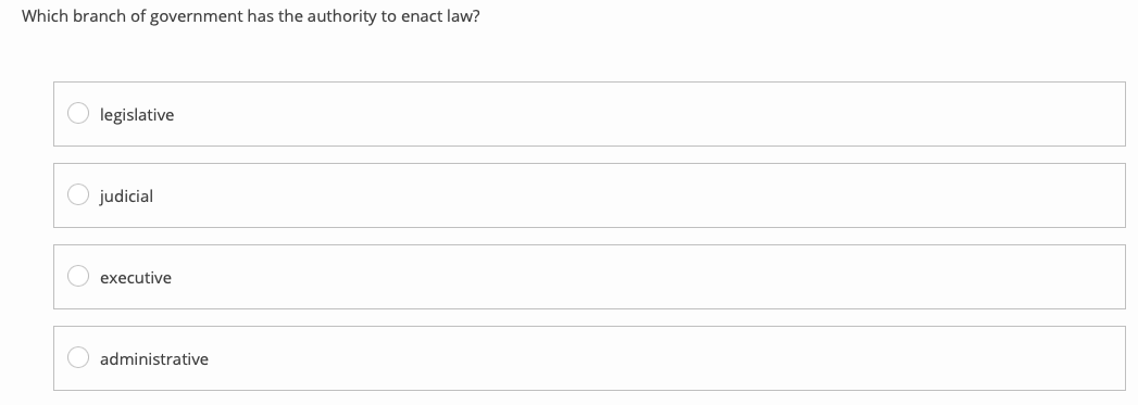 Solved Which branch of government has the authority to enact | Chegg.com