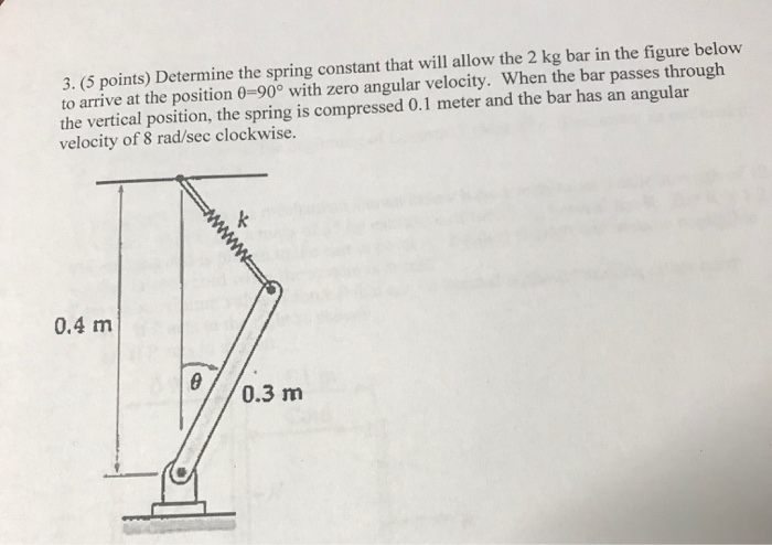 Solved 3. (5 points) Determine the spring constant that will | Chegg.com
