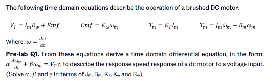 Solved The following time domain equations describe the | Chegg.com