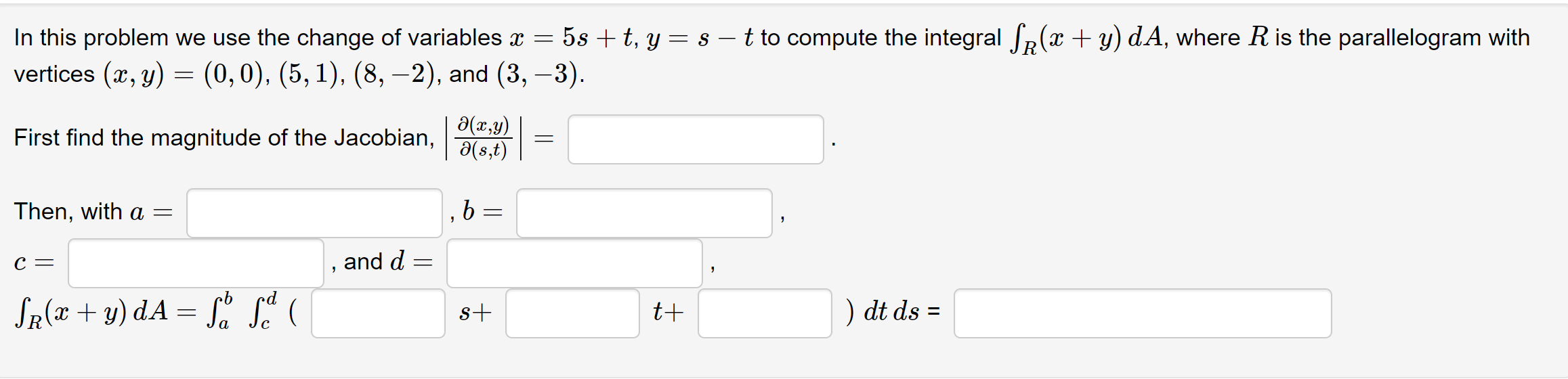 Solved In this problem we use the change of variables | Chegg.com
