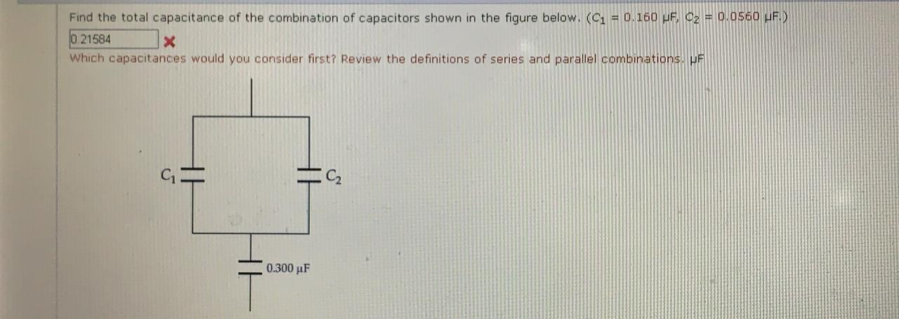 Solved Find the total capacitance of the combination of | Chegg.com