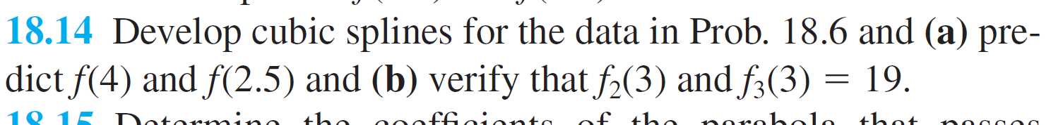 Solved 18.14 Develop cubic splines for the data in Prob. | Chegg.com
