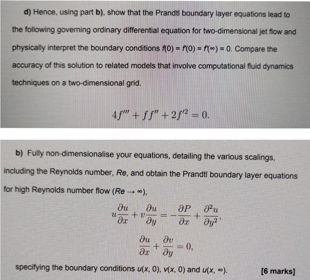 Solved d) Hence, using part b), show that the Prandtl | Chegg.com