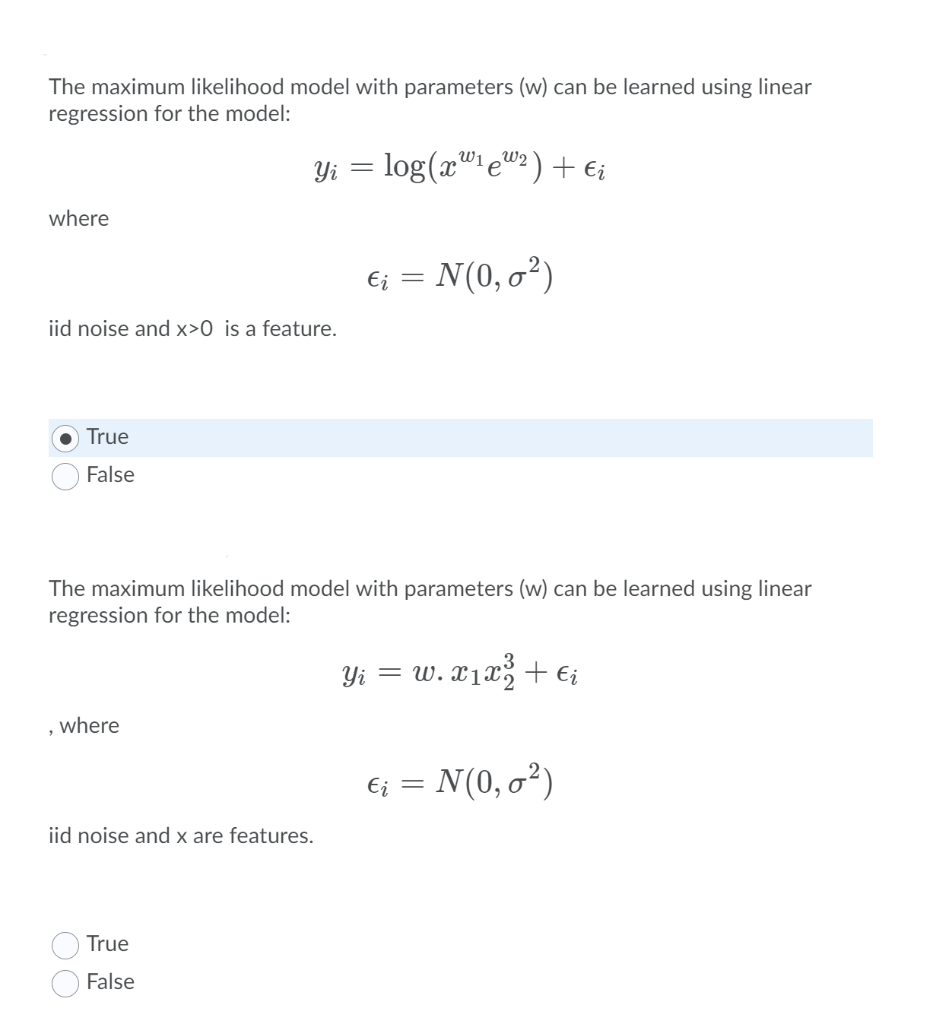 The maximum likelihood model with parameters (w) can | Chegg.com