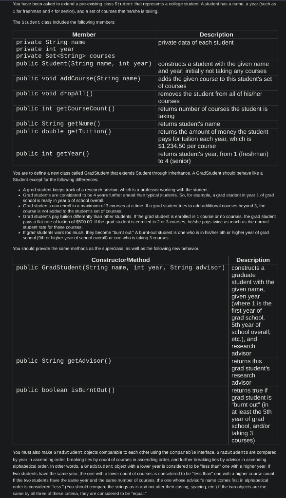 Solved You have been asked to extend a pre-existing class st | Chegg.com