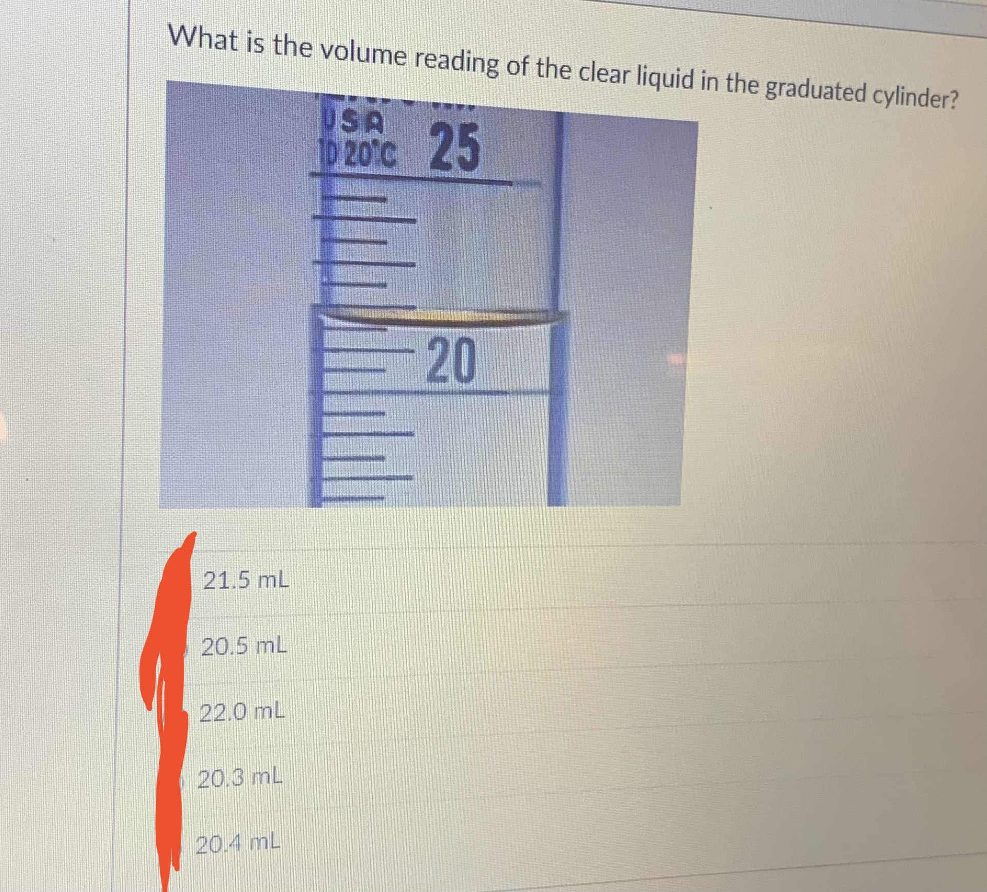Solved What is the volume reading of the clear liquid in the | Chegg.com