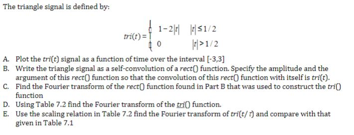 Solved The triangle signal is defined by: 1-2p HS1/2 tri(t) | Chegg.com
