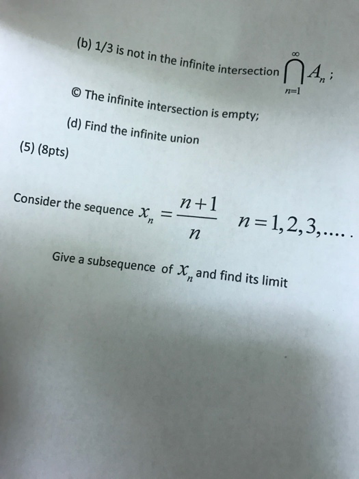 Solved 1/3 is not in the infinite intersection | Chegg.com