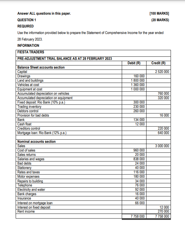 Solved Answer ALL questions in this paper. [100 MARKS] | Chegg.com