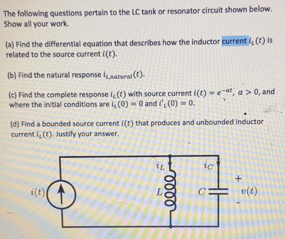 Solved The following questions pertain to the LC tank or | Chegg.com