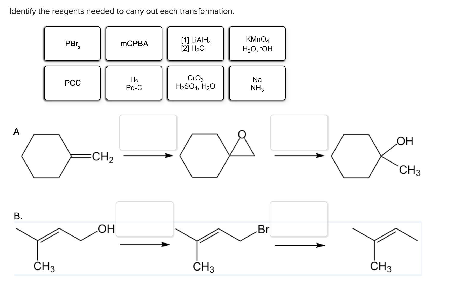 Solved Identify the reagents needed to carry out each | Chegg.com