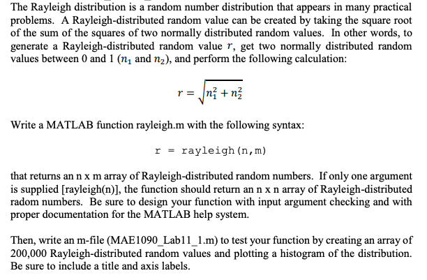 Solved The Rayleigh distribution is a random number | Chegg.com