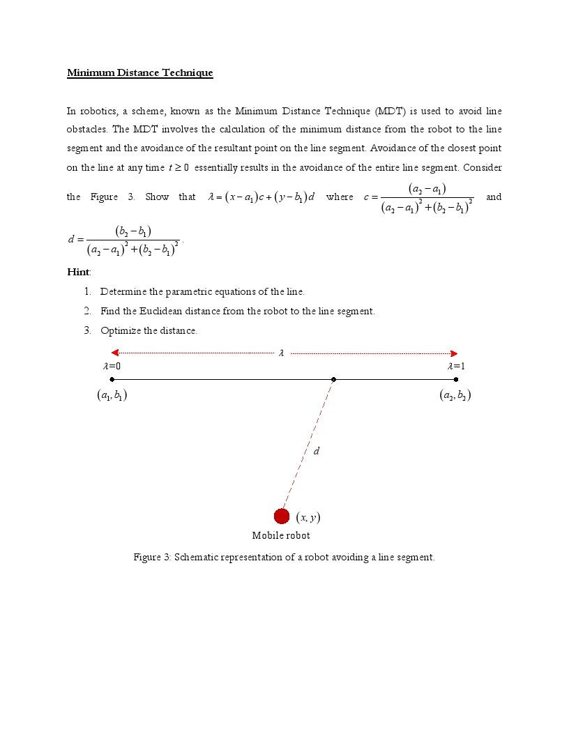 Solved Minimum Distance Technique In robotics, a scheme, | Chegg.com