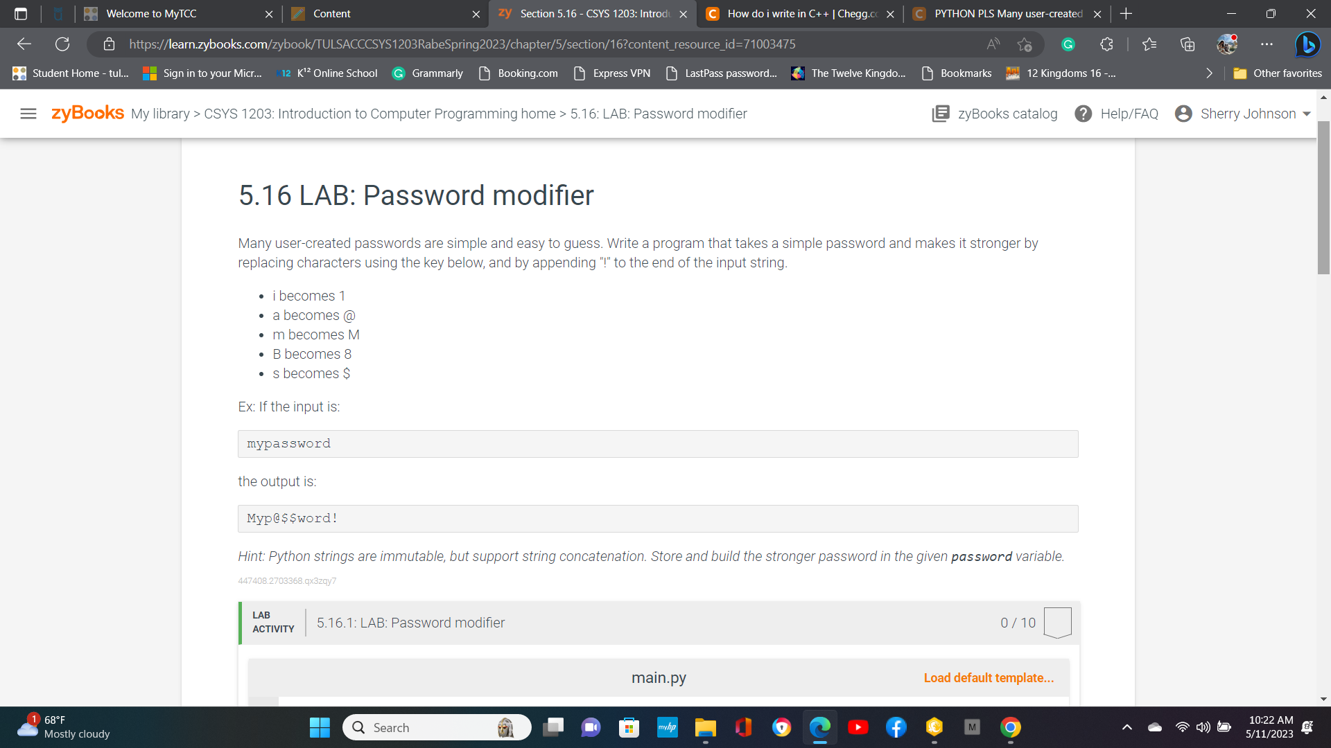 Solved For some reason the code I have isn't working, what | Chegg.com
