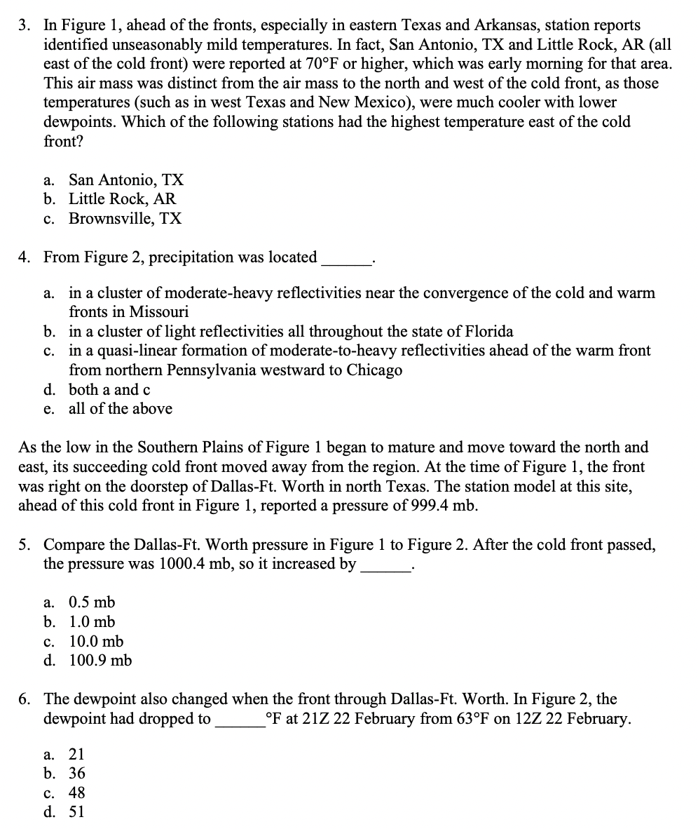 Solved Figure 2. Analyzed weather map with isobars, radar | Chegg.com