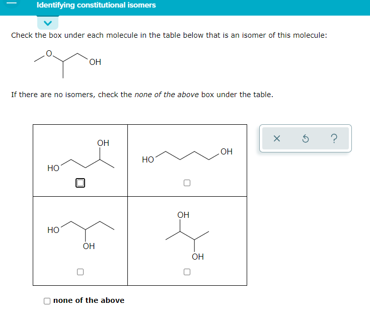 Solved Identifying constitutional isomers Check the box | Chegg.com