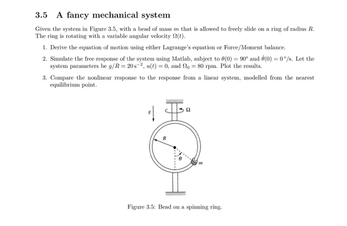 Solved 3.5 A fancy mechanical systemm Given the systin | Chegg.com