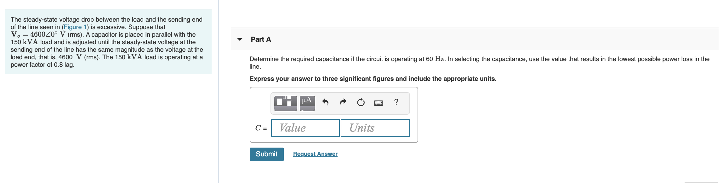 Solved Part A The steady-state voltage drop between the load | Chegg.com