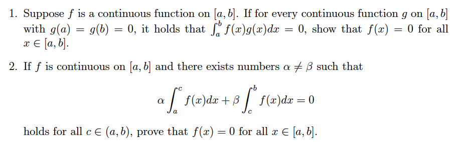 Solved 1. Suppose f is a continuous function on [a, b]. If | Chegg.com