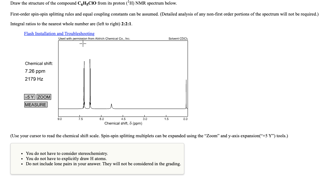 Solved Draw the structure of the compound C6H5ClO from its | Chegg.com