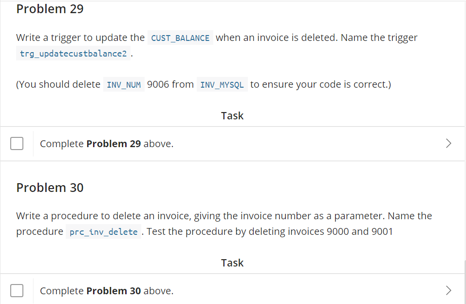 Solved Problem 29 Write a trigger to update the CUST_BALANCE | Chegg.com